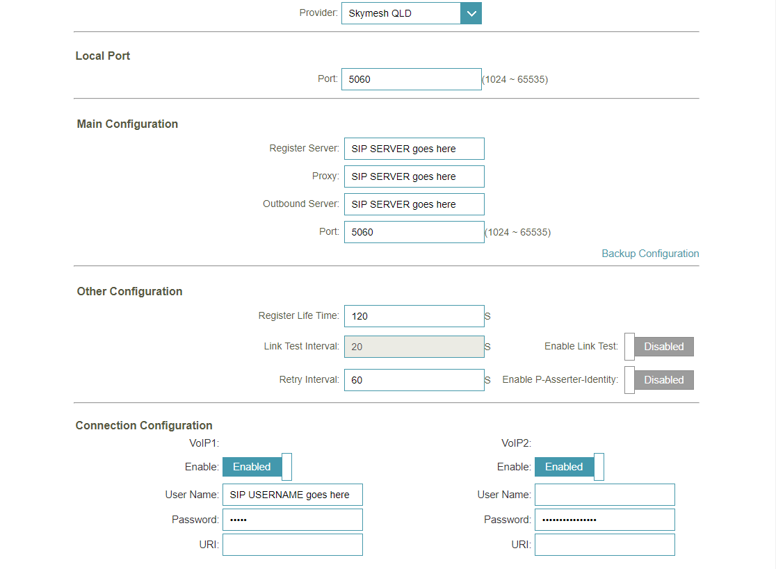 VoIP setup guide: Skymesh supplied D-Link DVA2800 | Skymesh