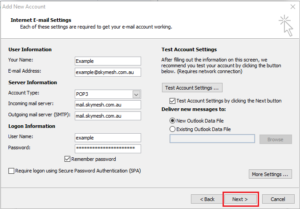 Email Setup Outlook 2010 | Skymesh